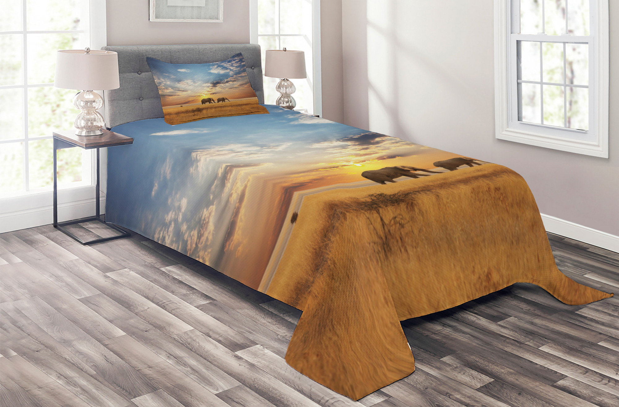 Ambesonne Blue Microfiber Rustic Coverlet / Bedspread Set | Wayfair