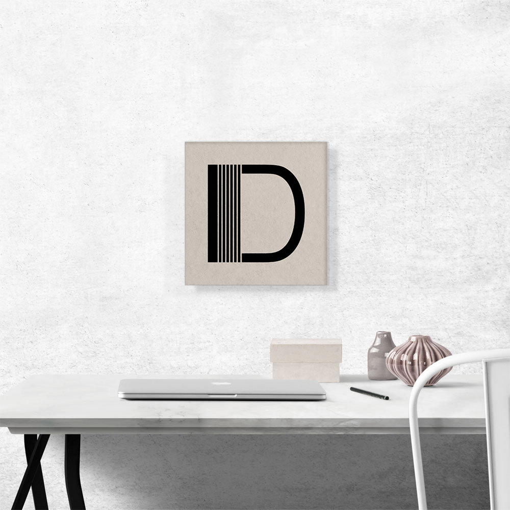 ARTCANVAS Beige Black Line Alphabet Letter D - Wrapped Canvas Textual ...