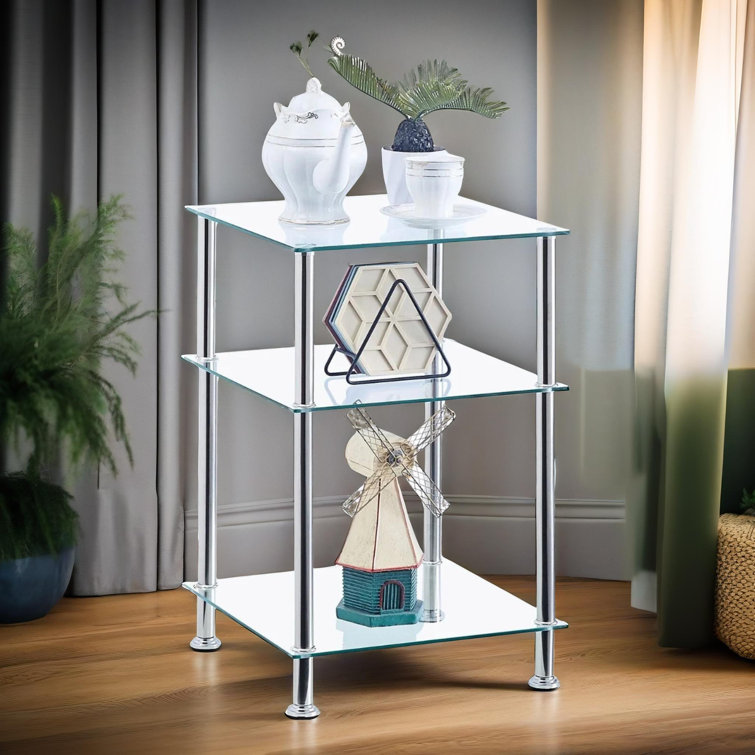 Latitude Run Alaysiah 3 Tier Tempered Glass Side Table End Sofa Accent ...