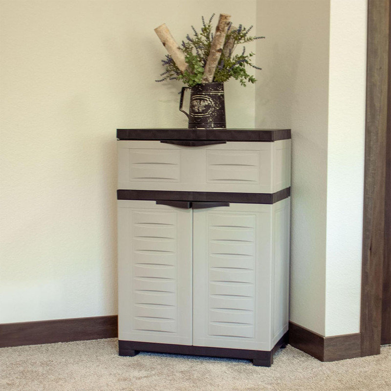 Latitude Run® Weatherproof Plastic Garage Storage Cabinet, Floor ...