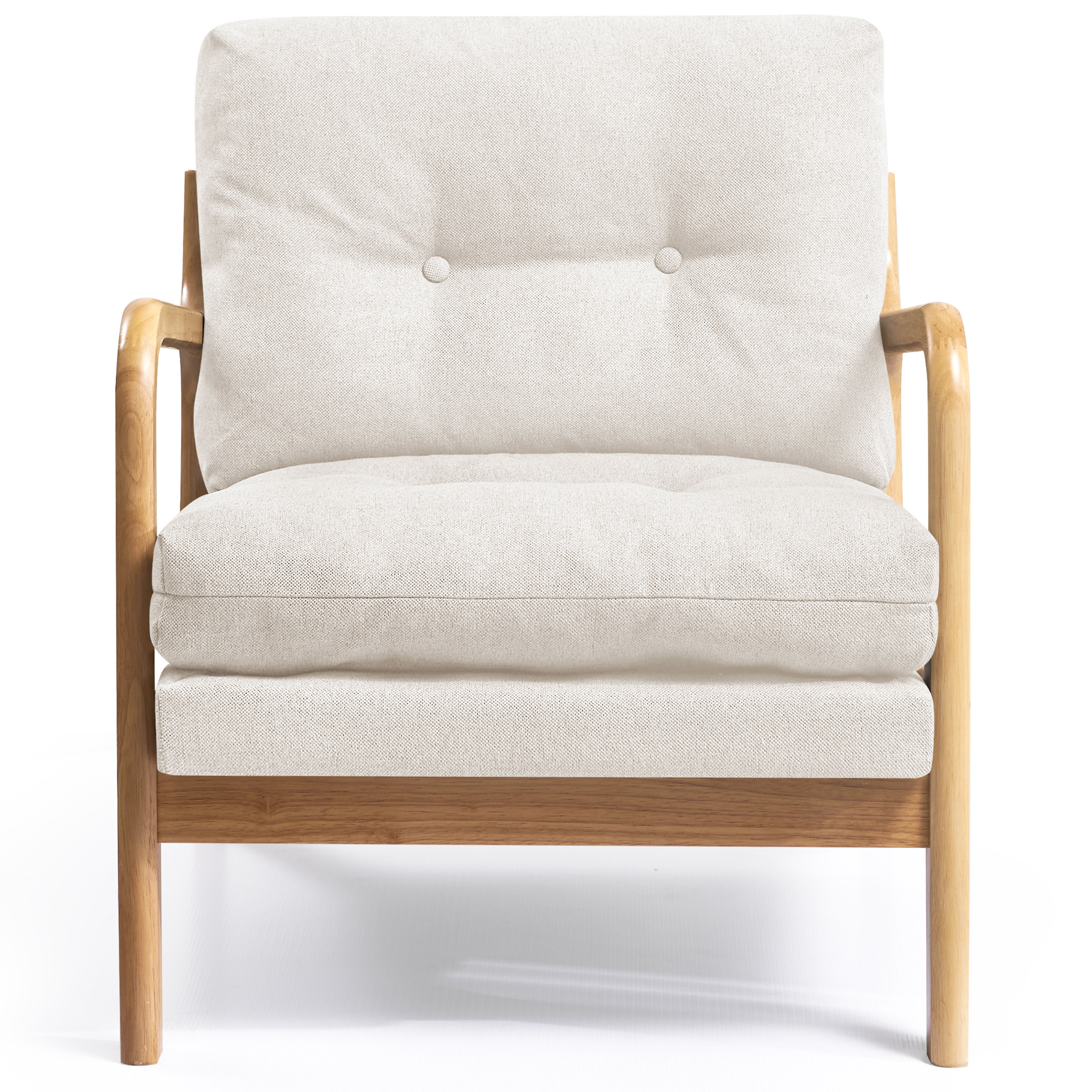 George Oliver Mid-Century Tufted Upholstered Accent Chair Linen Arm ...