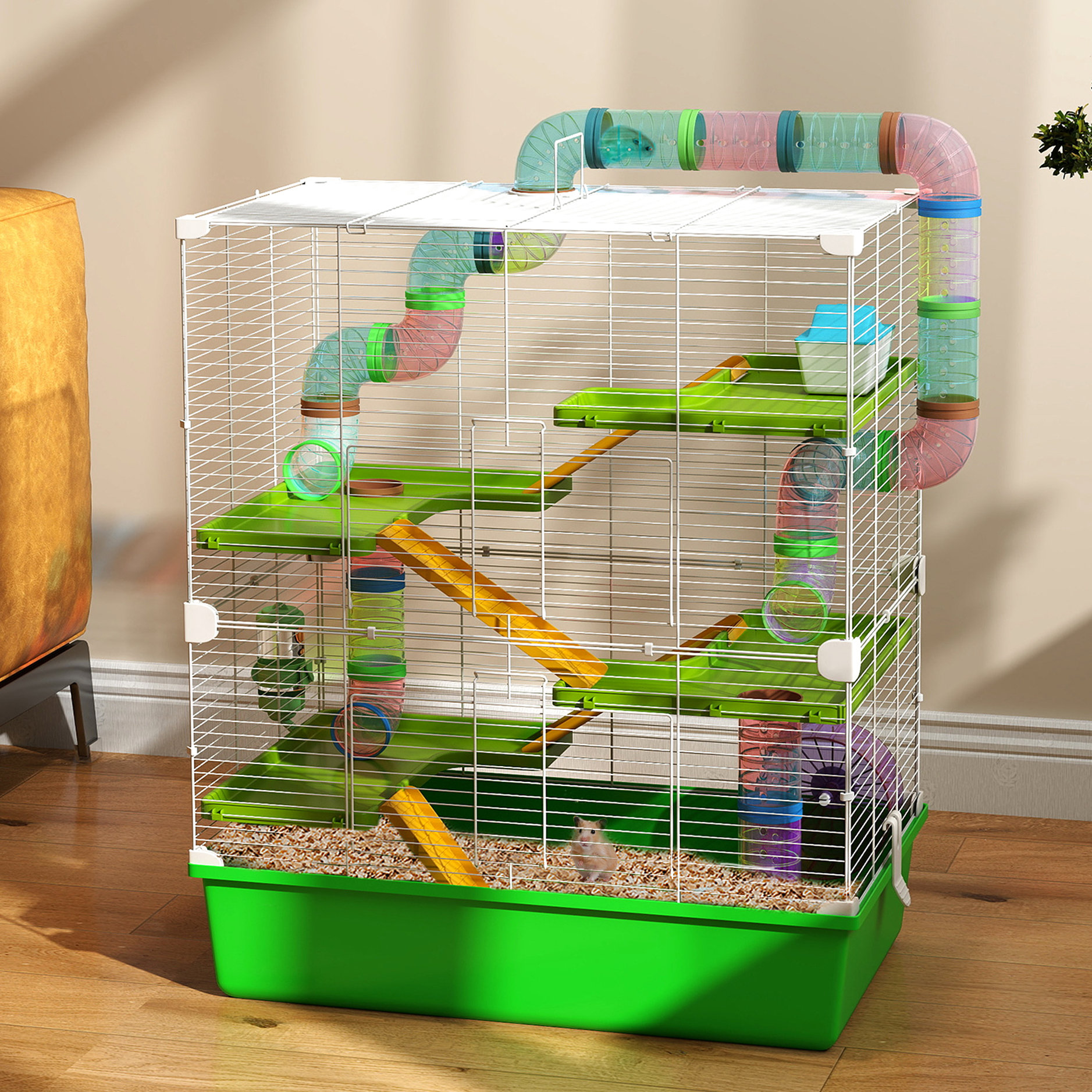 Ebern Designs 23" Extra Large Hamster Cage - 5 Tier, Tubes, Tunnels ...