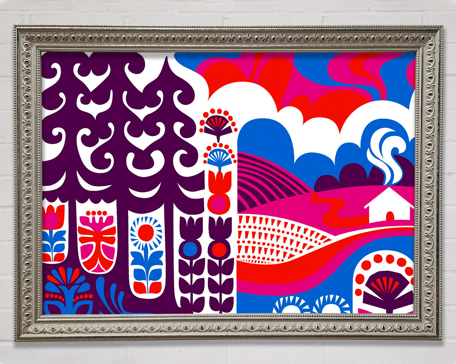 Bright Star Psychedelic Multi-coloured Hills - Single Picture Frame Art ...