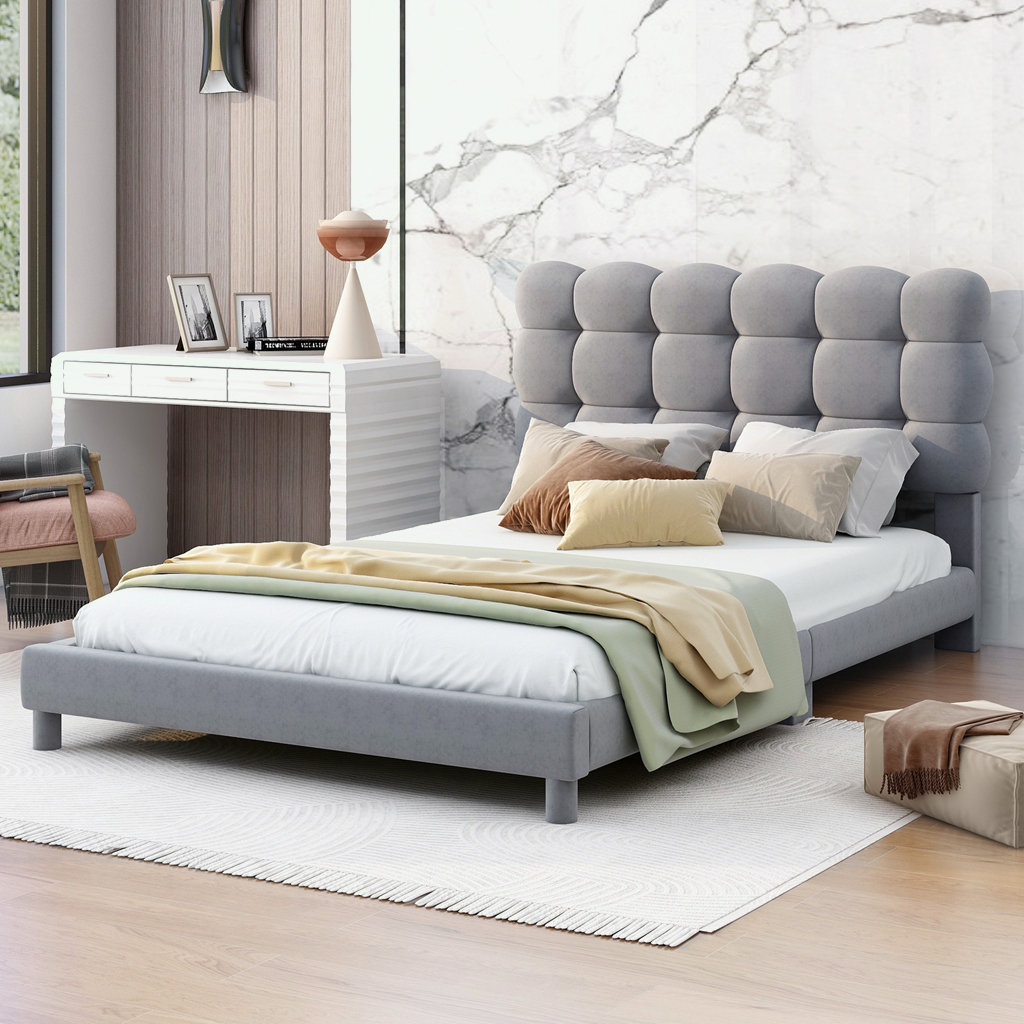 House of Hampton® Upholstered Platform Bed with Soft Headboard | Wayfair