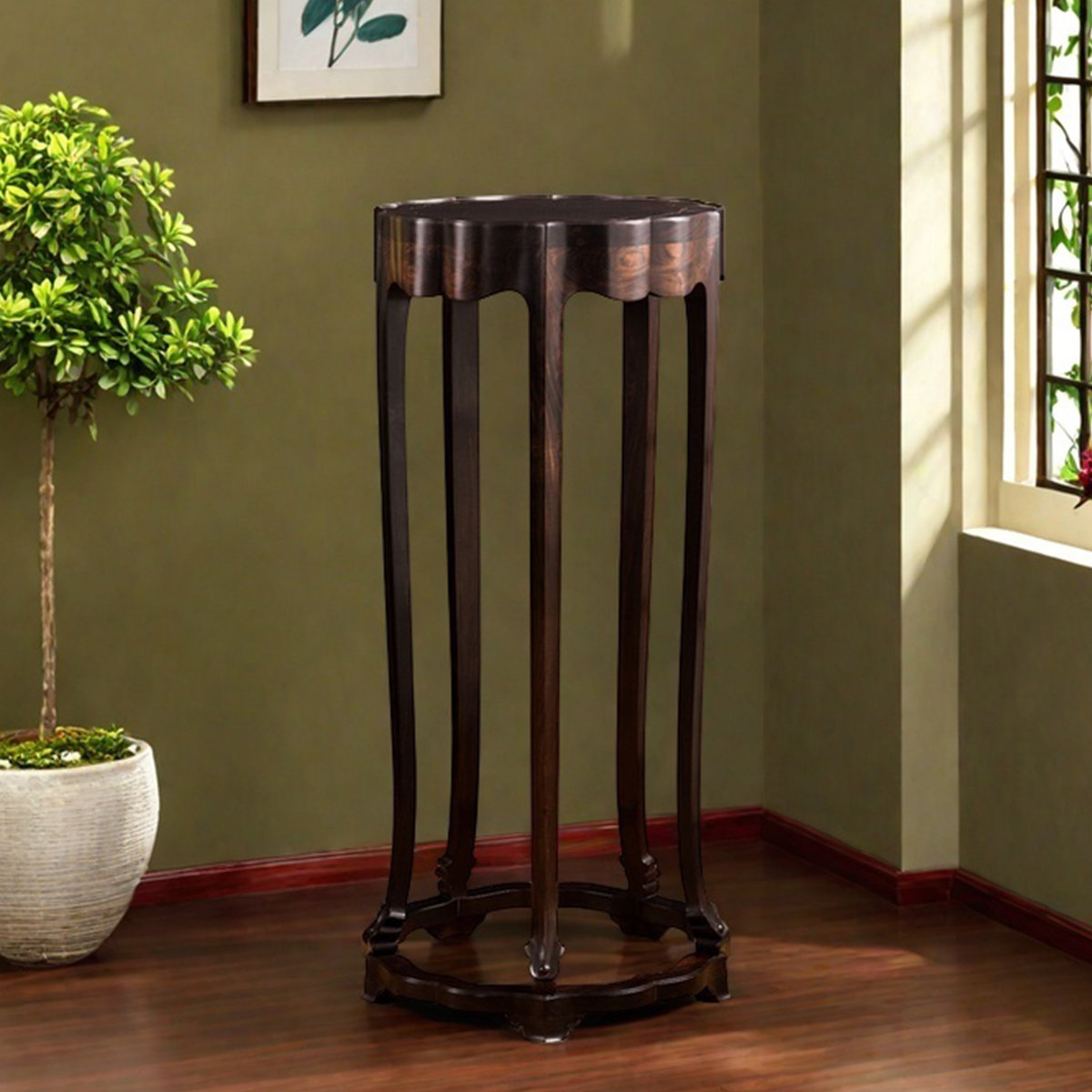 dujinlong home Five sunflower rack Chinese style solid wood bonsa ...