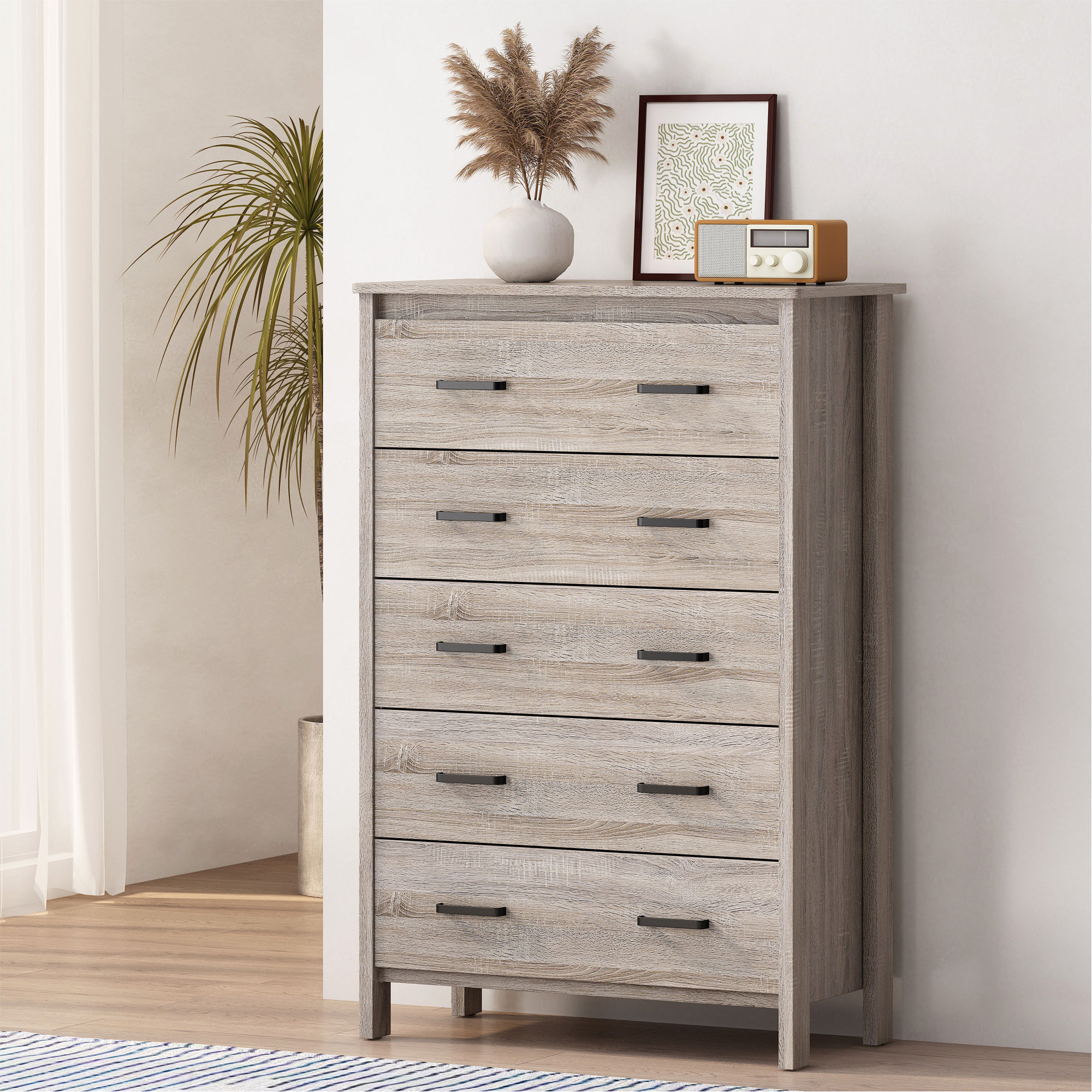 Gracie Oaks Contemporary 5-Drawer Chest With Stylish Design And Ample ...