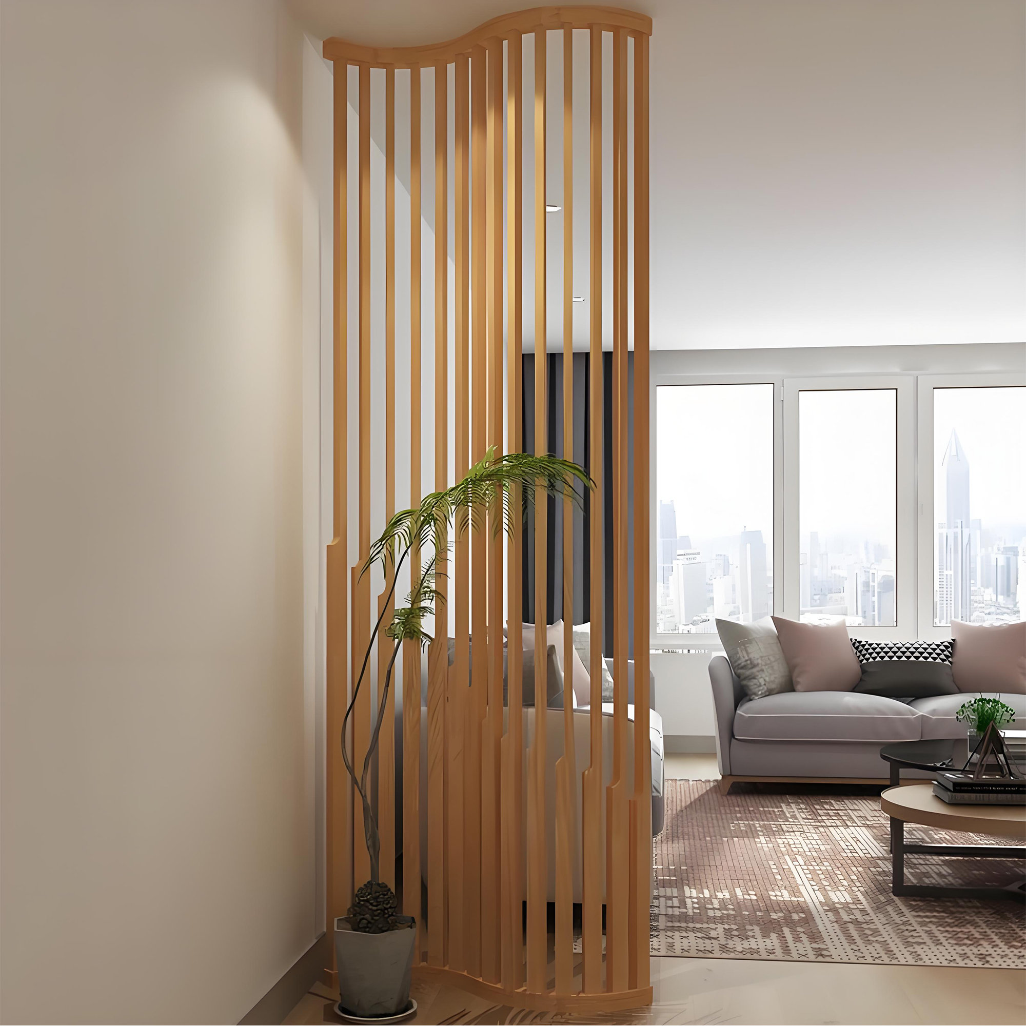 Sleek Surface Designs Curved Nan Bamboo Screen Divider - Wayfair Canada