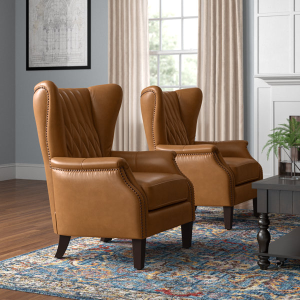 Lark Manor Ameliah Genuine Leather Wingback Chair & Reviews | Wayfair