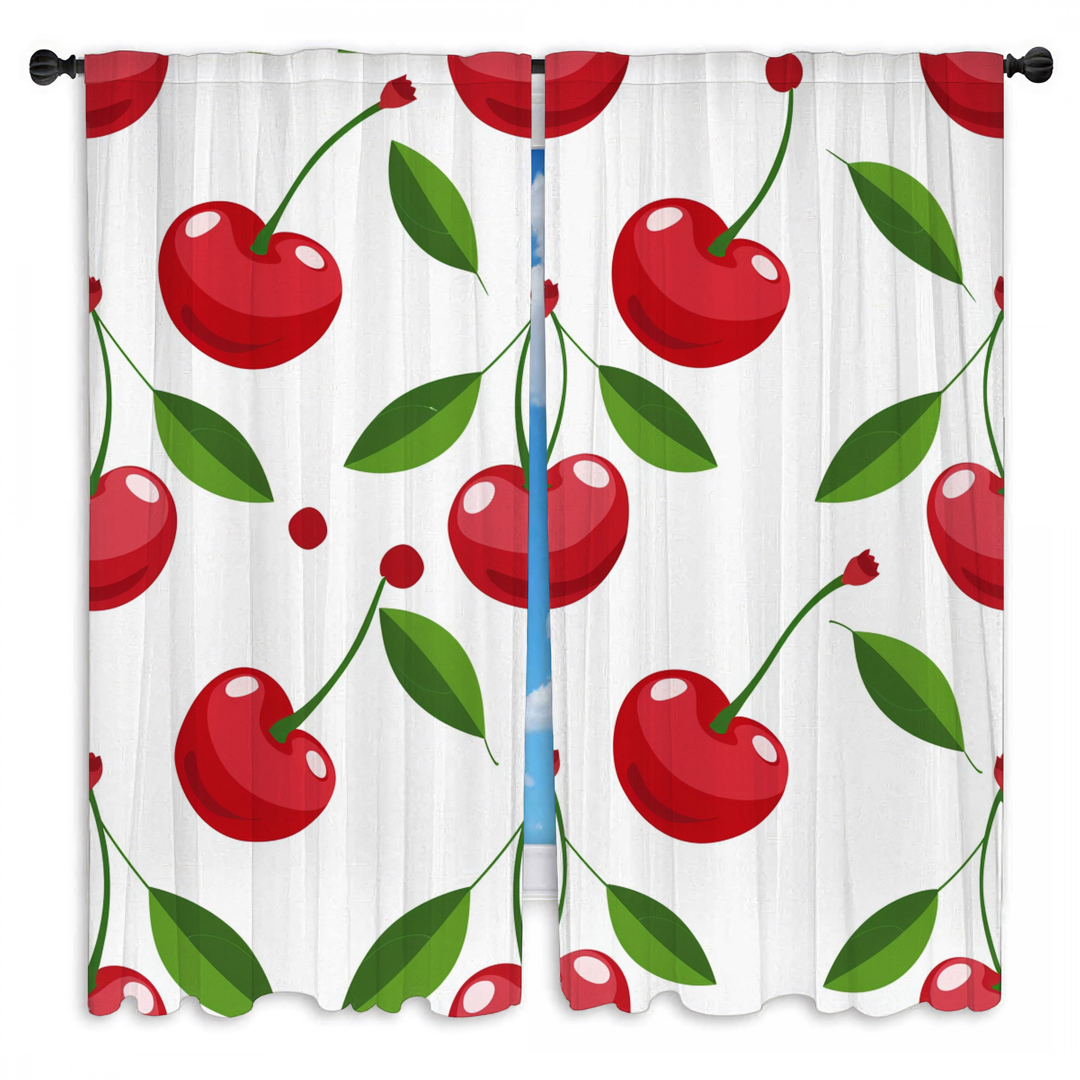 Dakota Fields Cherry Fruits Window Curtains Fruit Shabby Chic Drapes ...
