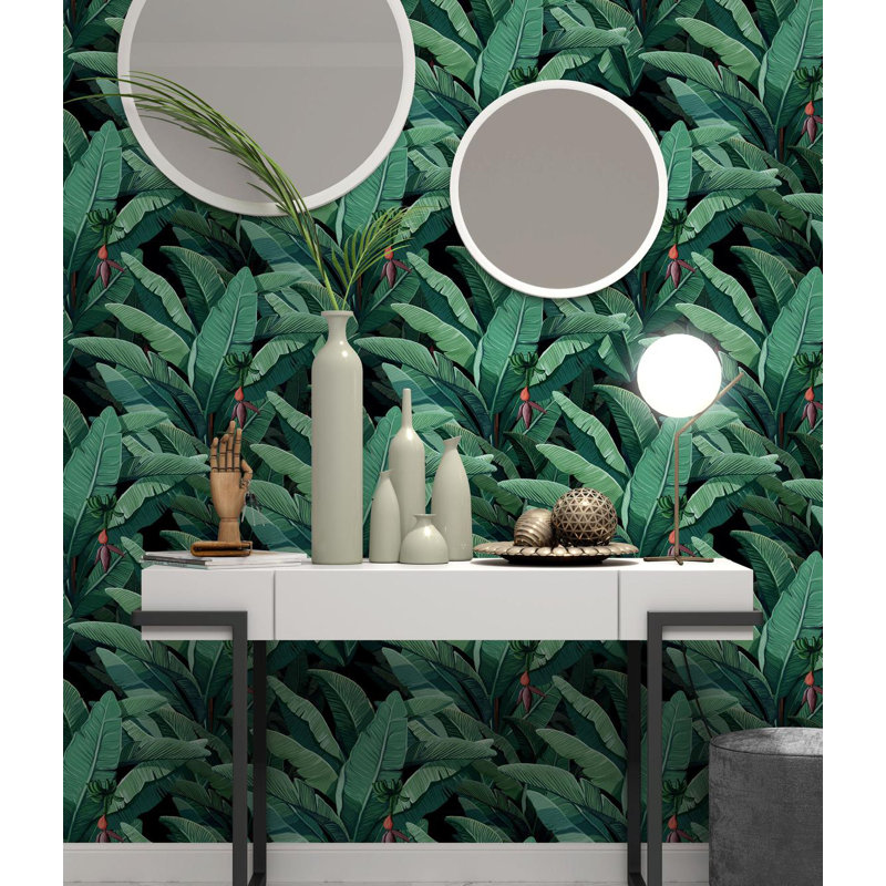 Bay Isle Home™ Margo Banana Tropical Leaves Texture Wall Mural | Wayfair