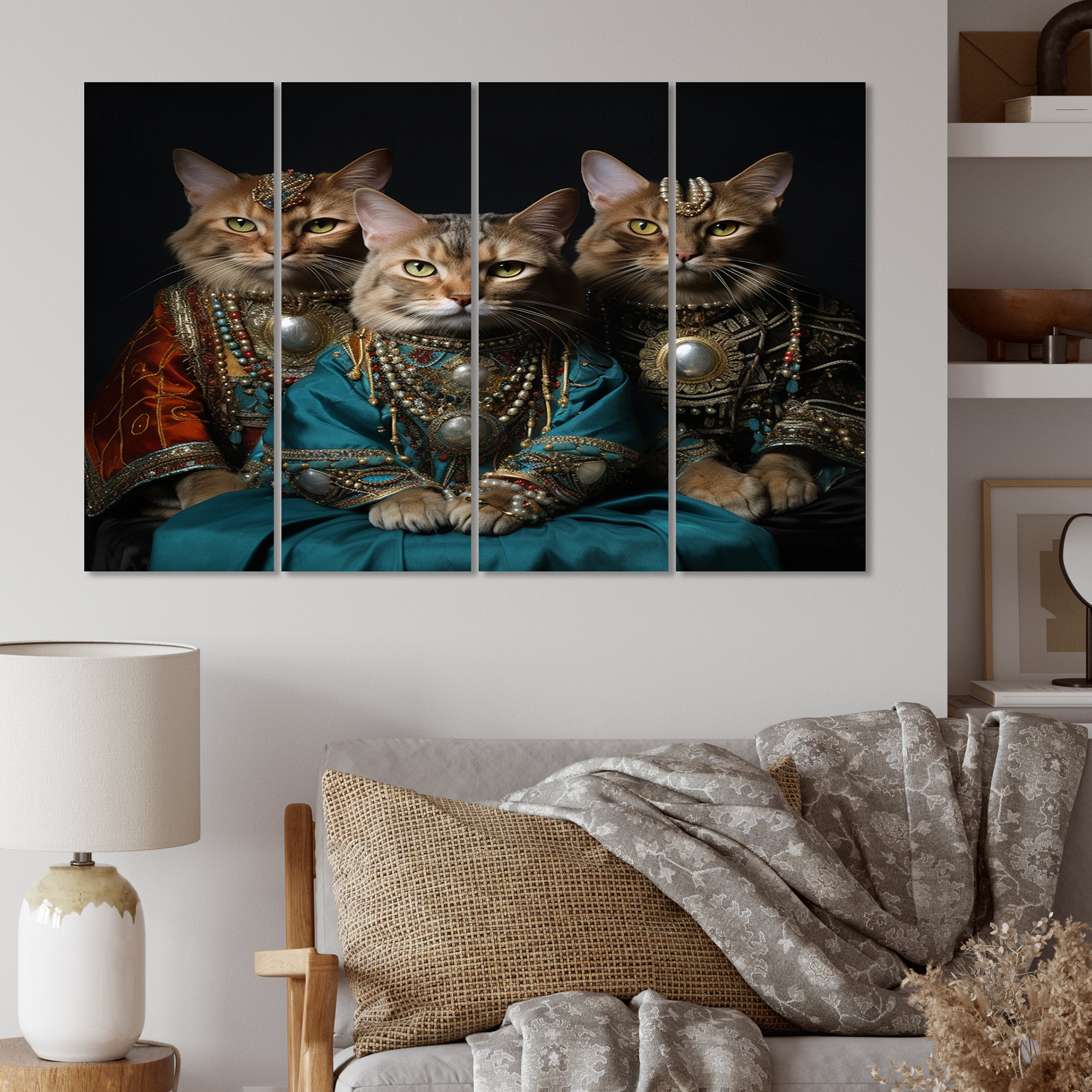 Design Art Turquoise Gracious Sultan Cats II - Animals Cat Wall Art ...
