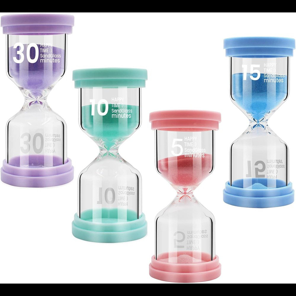 Invenitiah Set Of 4 Hourglass Set Colour Children's Timer, Hourglass ...
