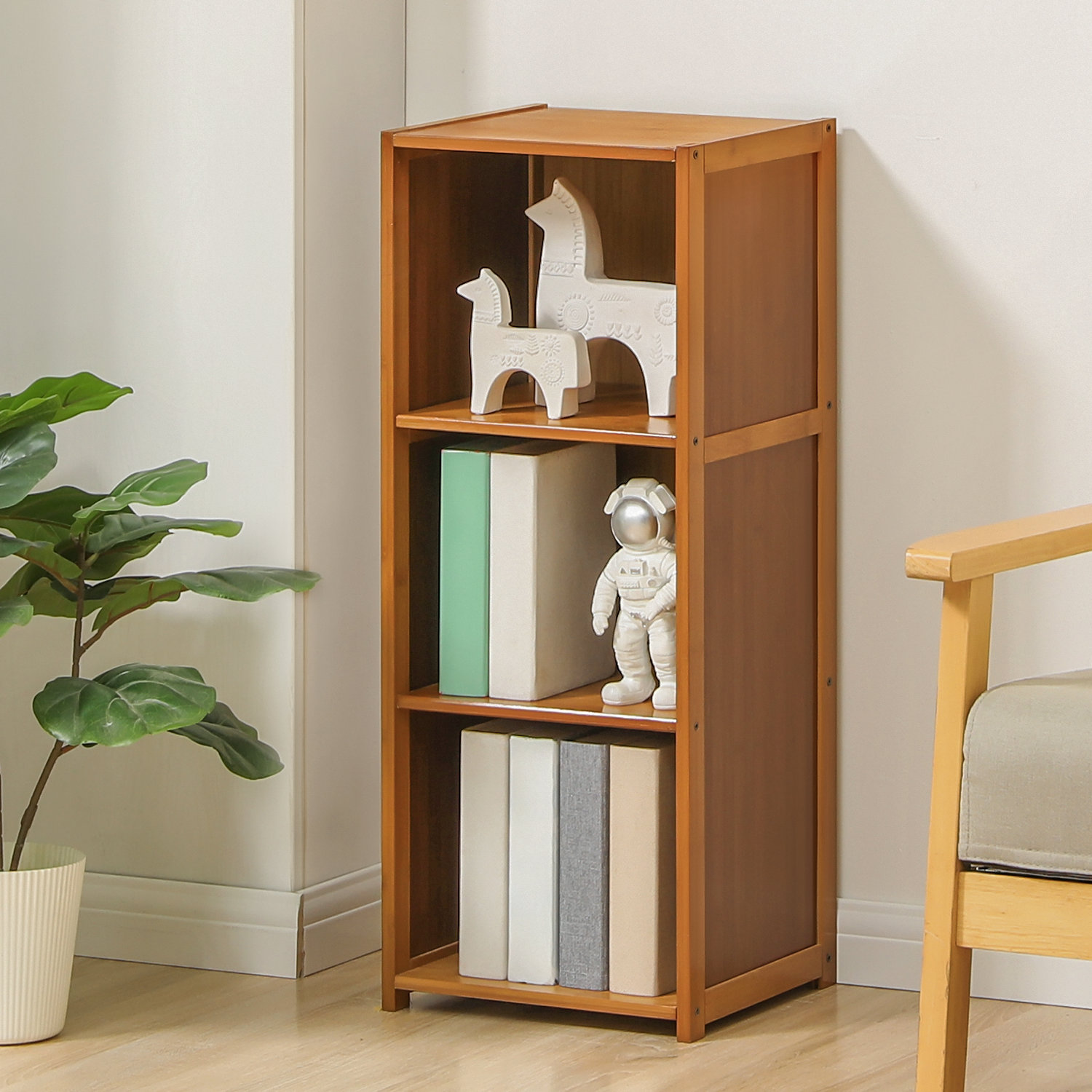 MoNiBloom Bamboo 6 Tiers Standard Bookcase, Free Standing Books Display ...