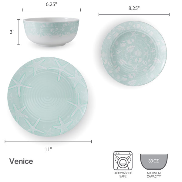 Pfaltzgraff Venice 12-Piece Indoor/Outdoor Melamine Dinnerware Set ...