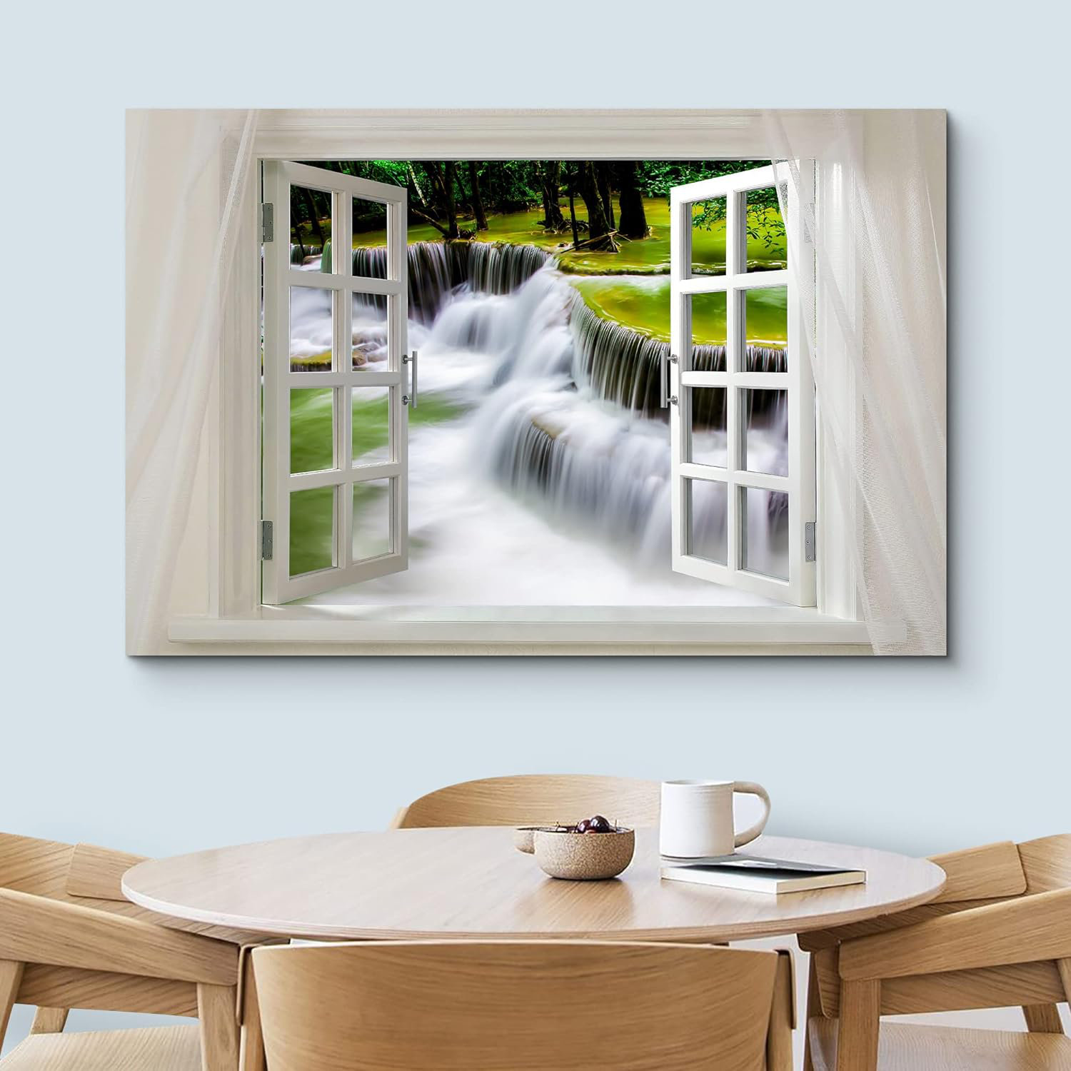 IDEA4WALL Glimpse into Cascading Waterfalls in The Forest Open Window ...