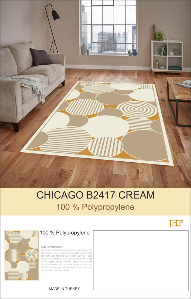 JENIN HOME FURNISHING CHICAGO RUG 3'X5' 0B2417 CREAM | Wayfair
