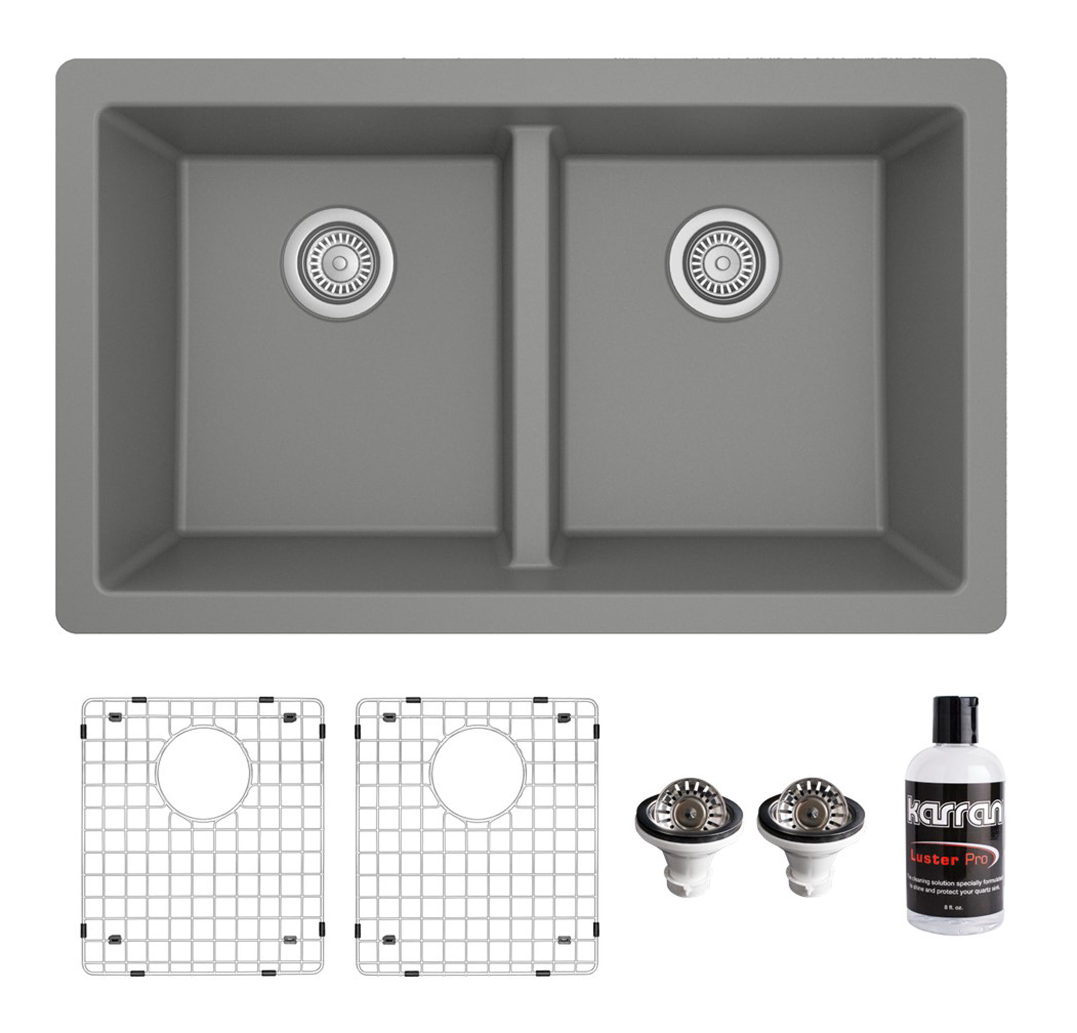 Karran Quartz 32'' X 19-1/2'' Double Bowl 50/50 Undermount Kitchen Sink ...
