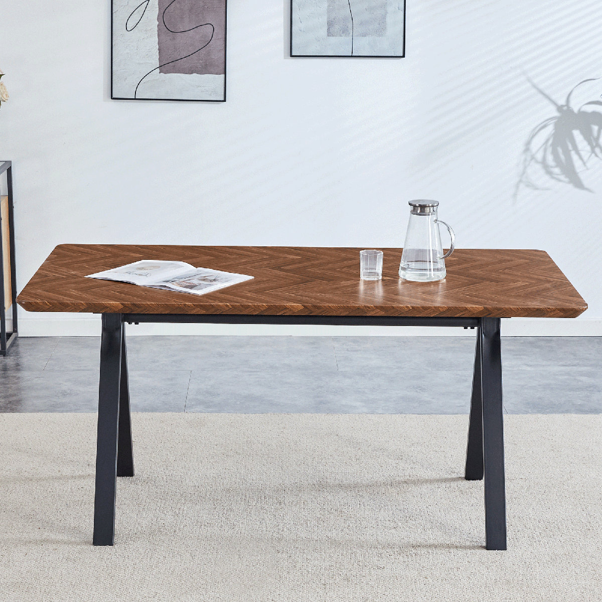 TRQ Rustic Walnut Finish Wood Dining Table | Wayfair