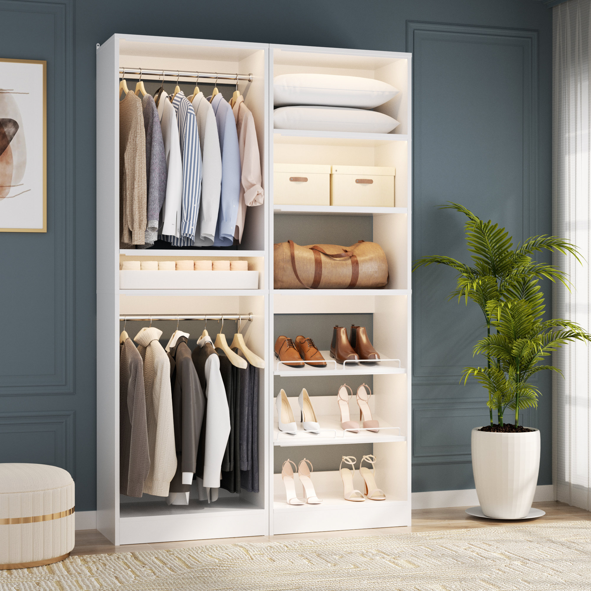 Latitude Run® Closet System with Shoe Racks & Hanging Rods | Wayfair