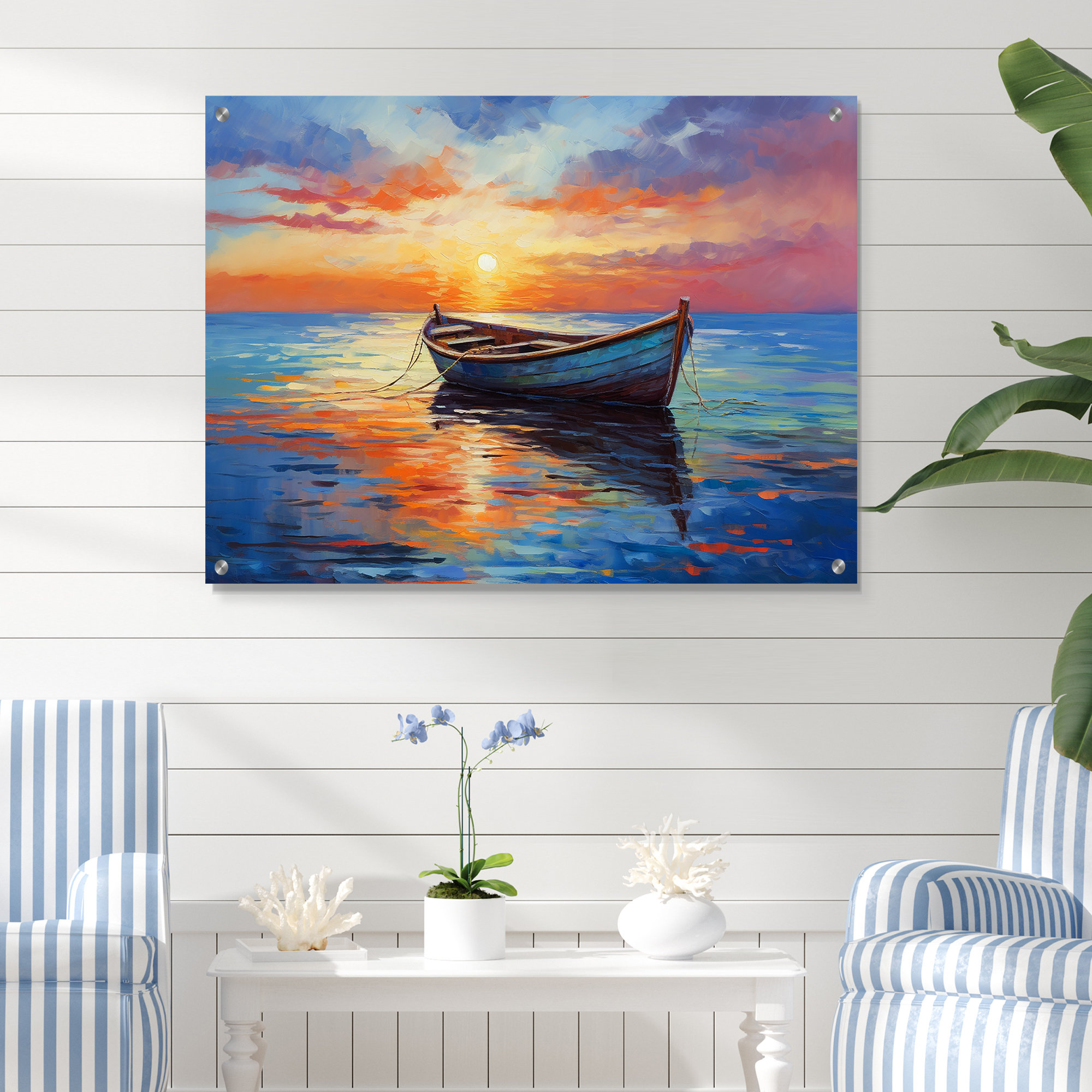 Design Art Boat Seascape Impression I - Boat Acrylic Wall Art | Wayfair