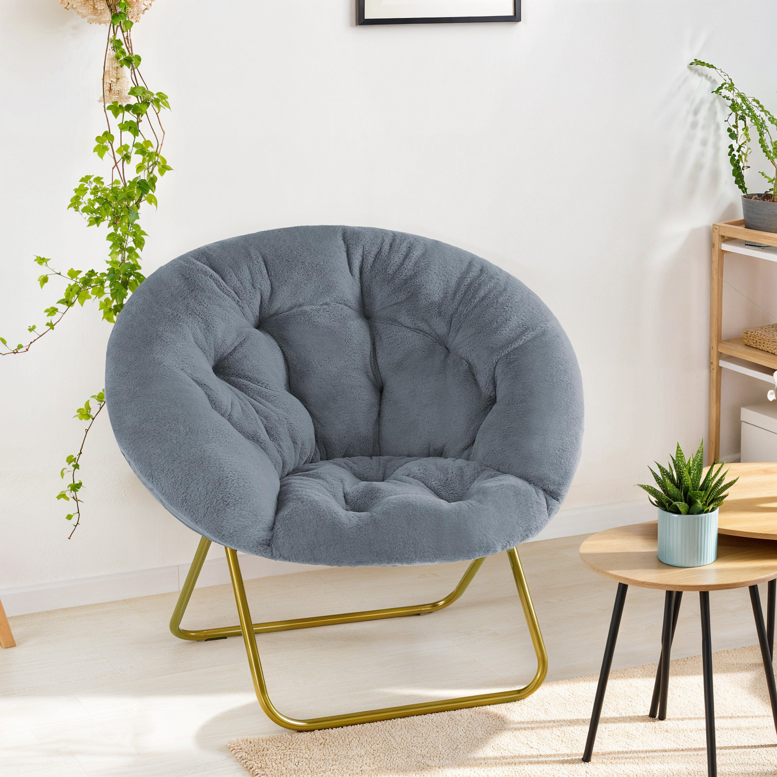 George Oliver Upholstered Folding Saucer Chairs, Soft Accent Chair ...