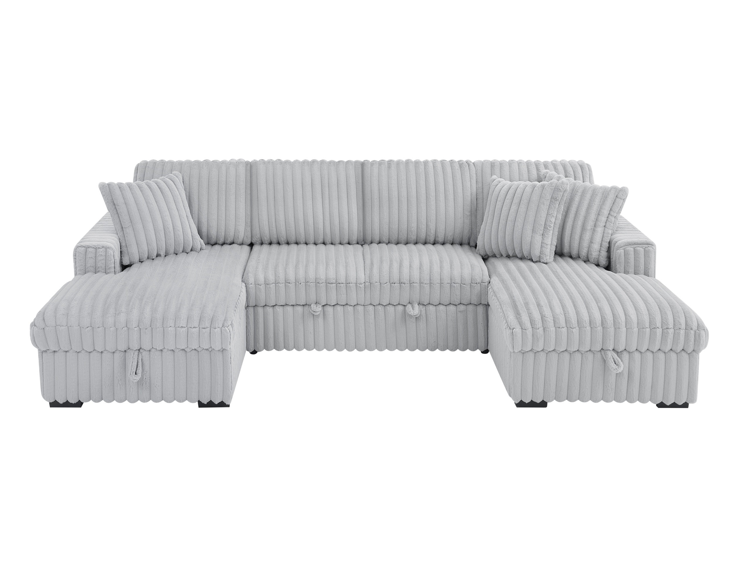 Hokku Designs 122" Corduroy U Shaped Sectional Sofa With Pull Out ...
