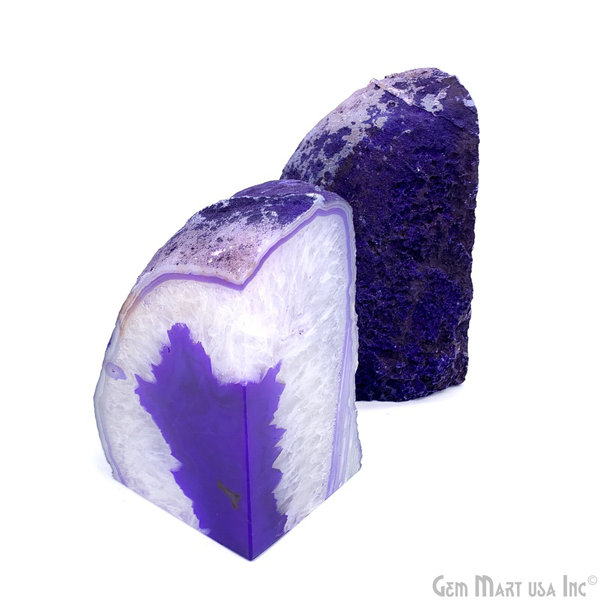 GEMMART USA Purple Geode Bookend, Unique Agate Bookend Pair, Mineral ...