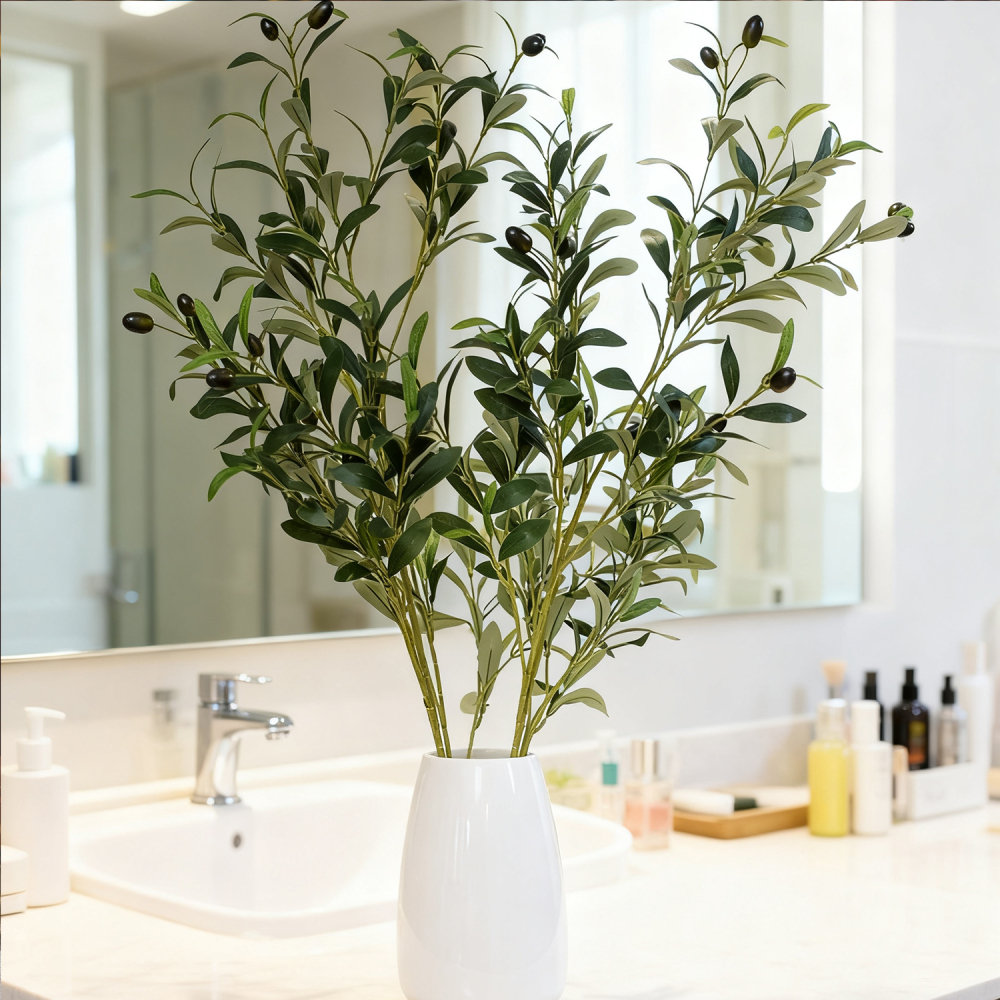 Primrue 6PCS Artificial Olive Branches for Vase 35 Inch Fake Plants ...