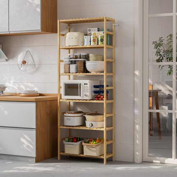 Lark Manor™ Tall 6-Tier Bamboo Storage Rack Shelving Bookshelf Plant ...