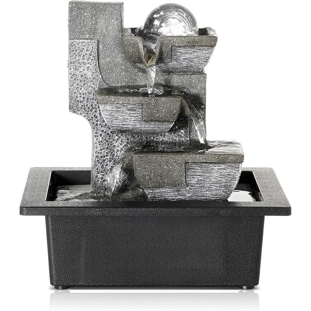 Ebern Designs Water Fountains Indoor Tabletop Fountain With LED Li ...