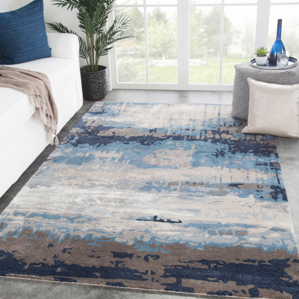 Ivy Bronx Fairmount Handmade Hand-Knotted Blue/Gray/Beige Rug & Reviews ...
