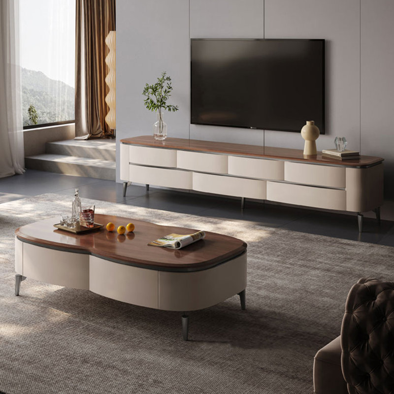 Bkoksety Solid wood simple TV cabinet tea table combination | Wayfair