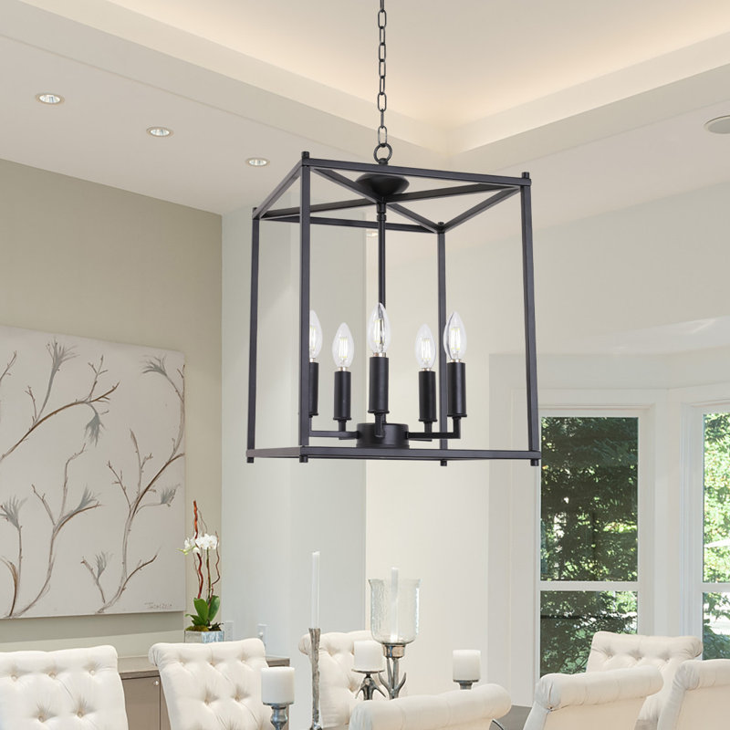 Gracie Oaks Albeiro 6 - Light Matte Black Square/Rectangle Pendant ...