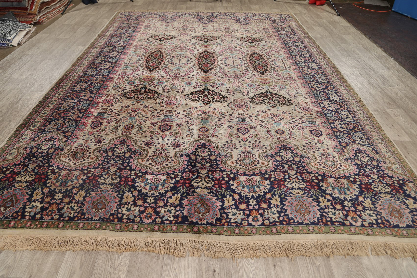 Isabelline One-of-a-Kind Brahma Hand-Knotted 1970s 8'5" x 12' Wool Area ...