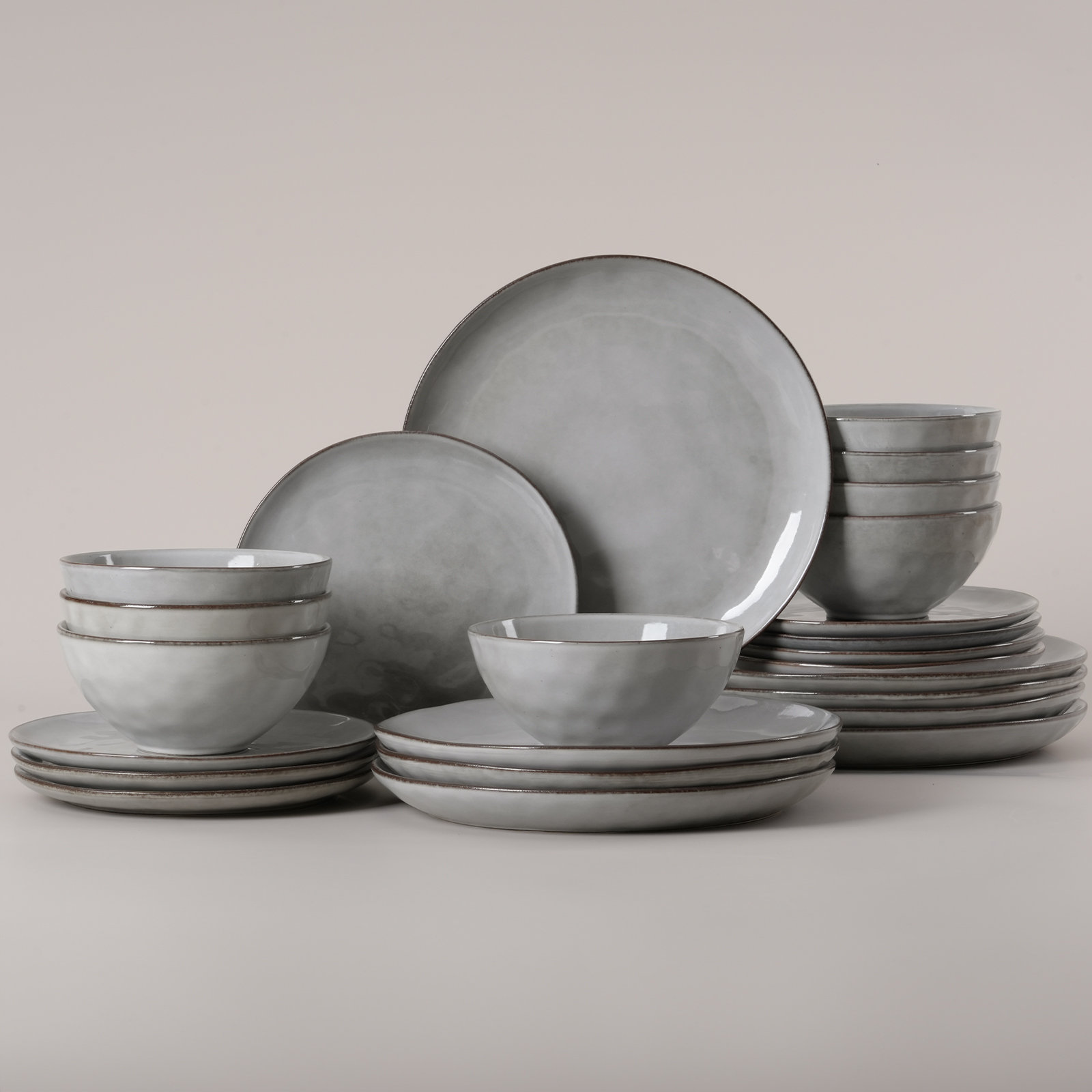Famiware 24-Piece Dinnerware Sets, Stoneware Dish Set (Set of 8 ...