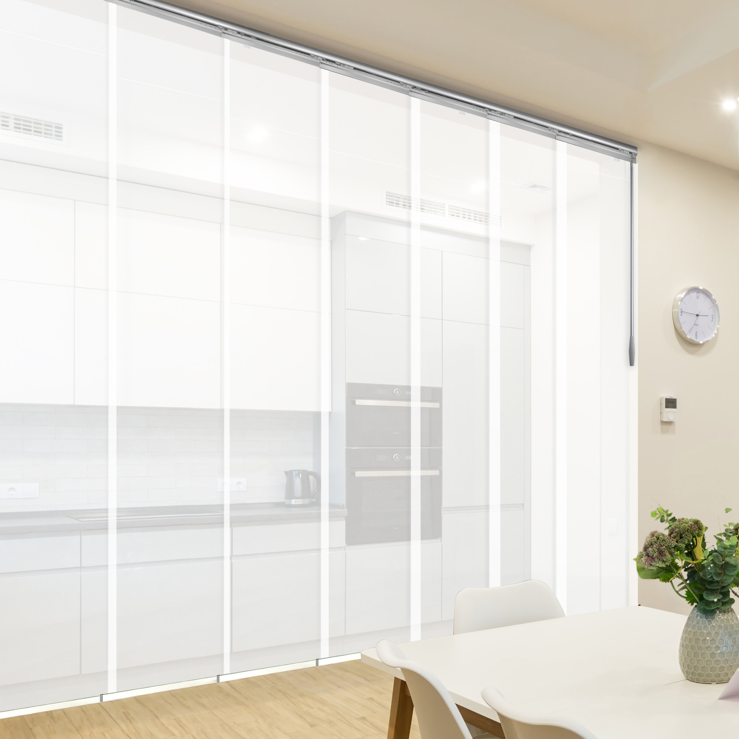 Rod Desyne Winter 7-Panel Single Rail Panel Track Extendable 110"-153"W ...
