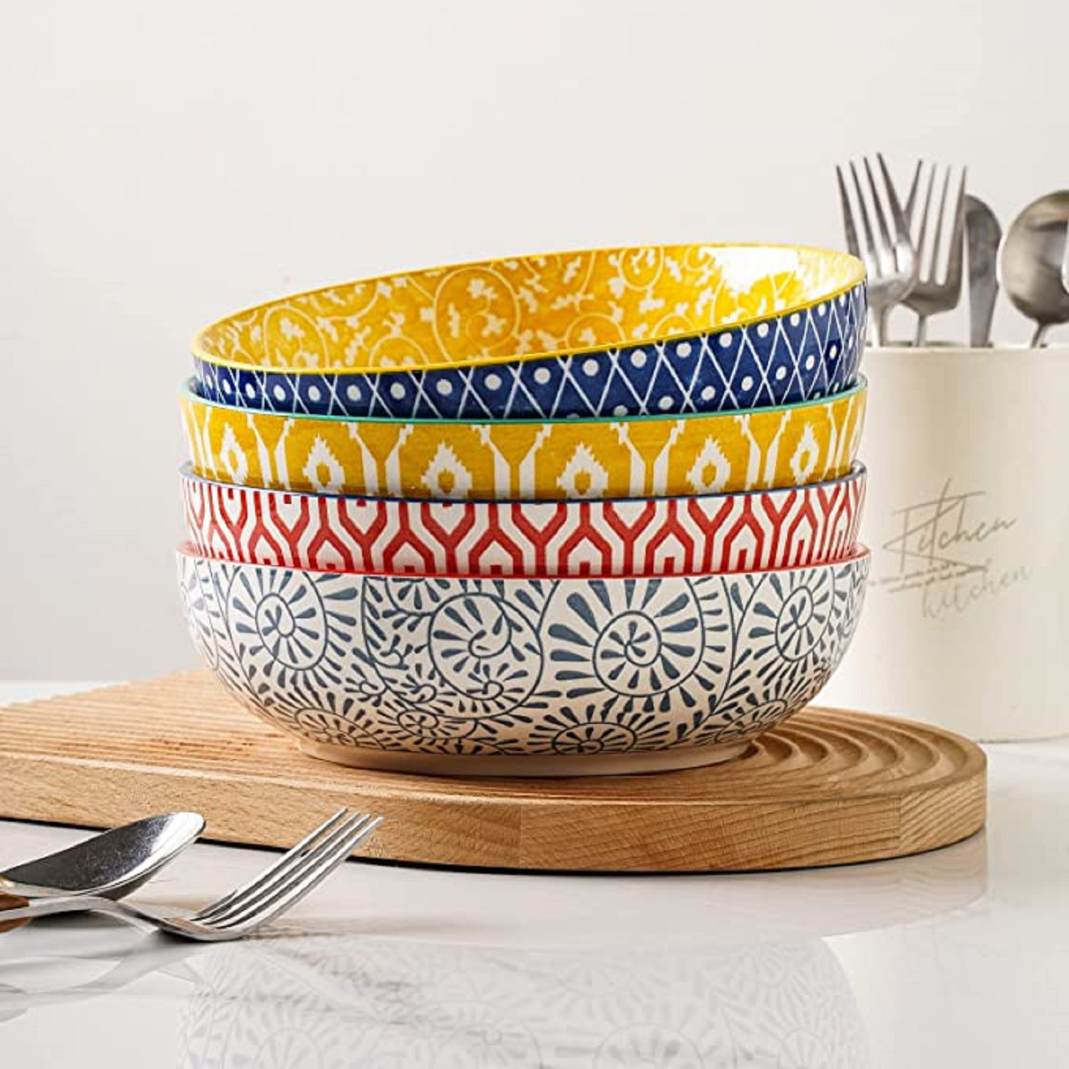 QXXSJ Ceramic 30 Ounce Large Pasta Bowls 8 Inch Serving Bowls Wide And ...