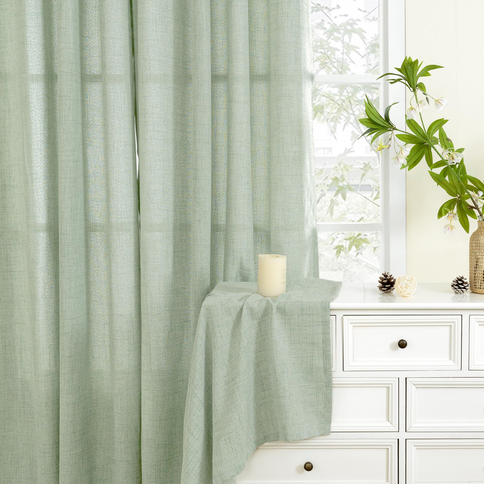 Hokku Designs Linen Textured Drapes Light Filtering Window Panels | Wayfair