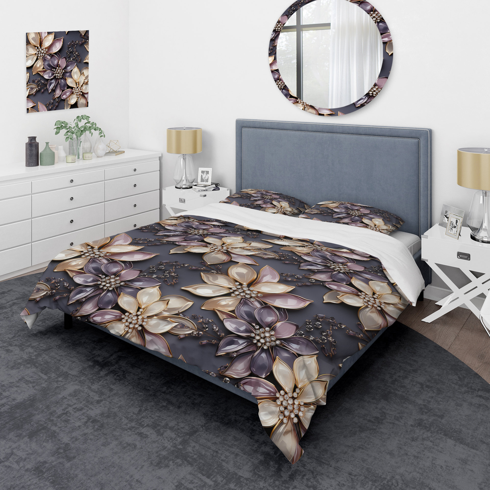Design Art Purple And Gold Glass Glamour Opulence III - Glam Duvet ...