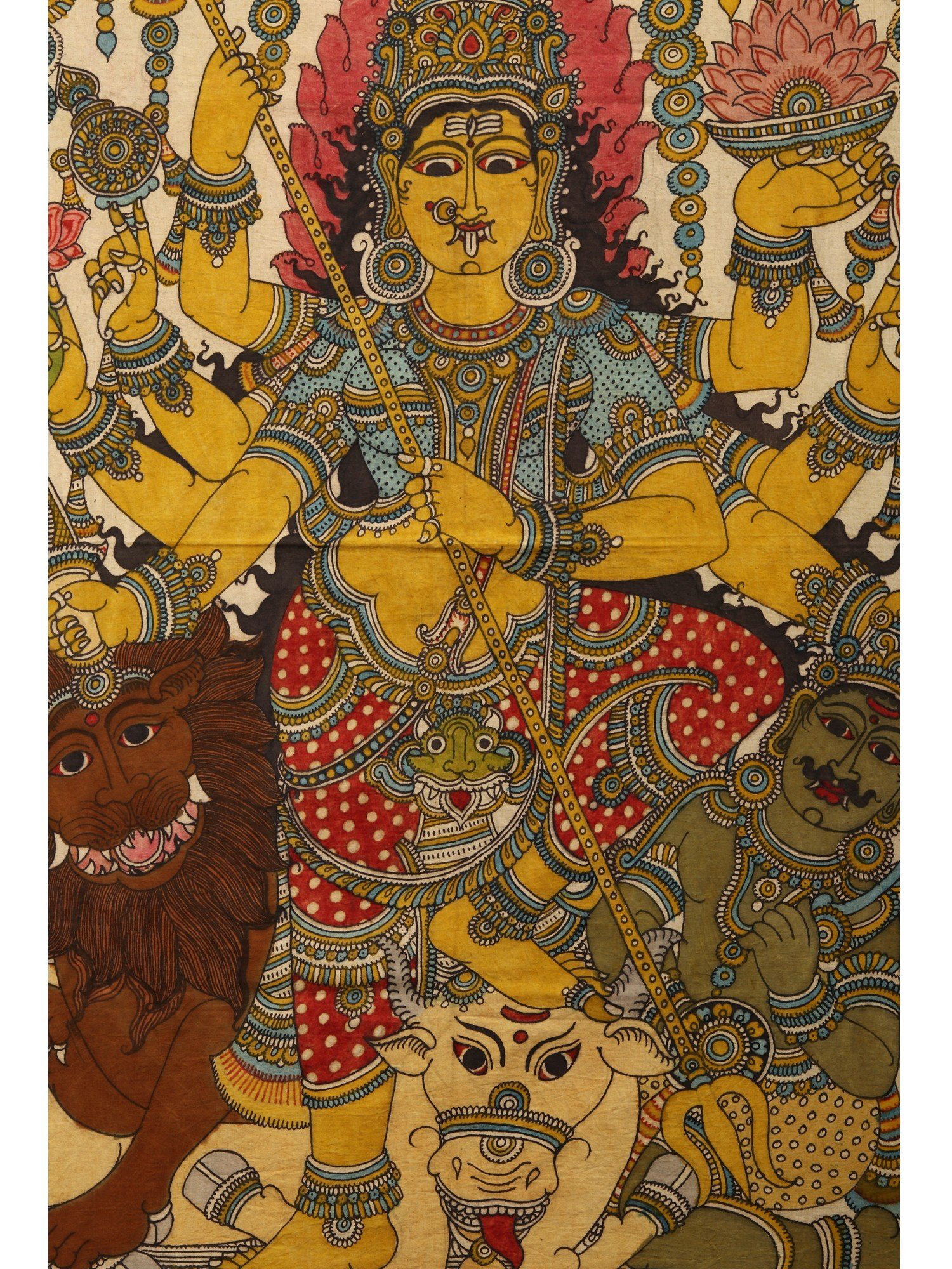Exotic India The Angry Goddess Durga | Kalamkari Painting On Cotton ...