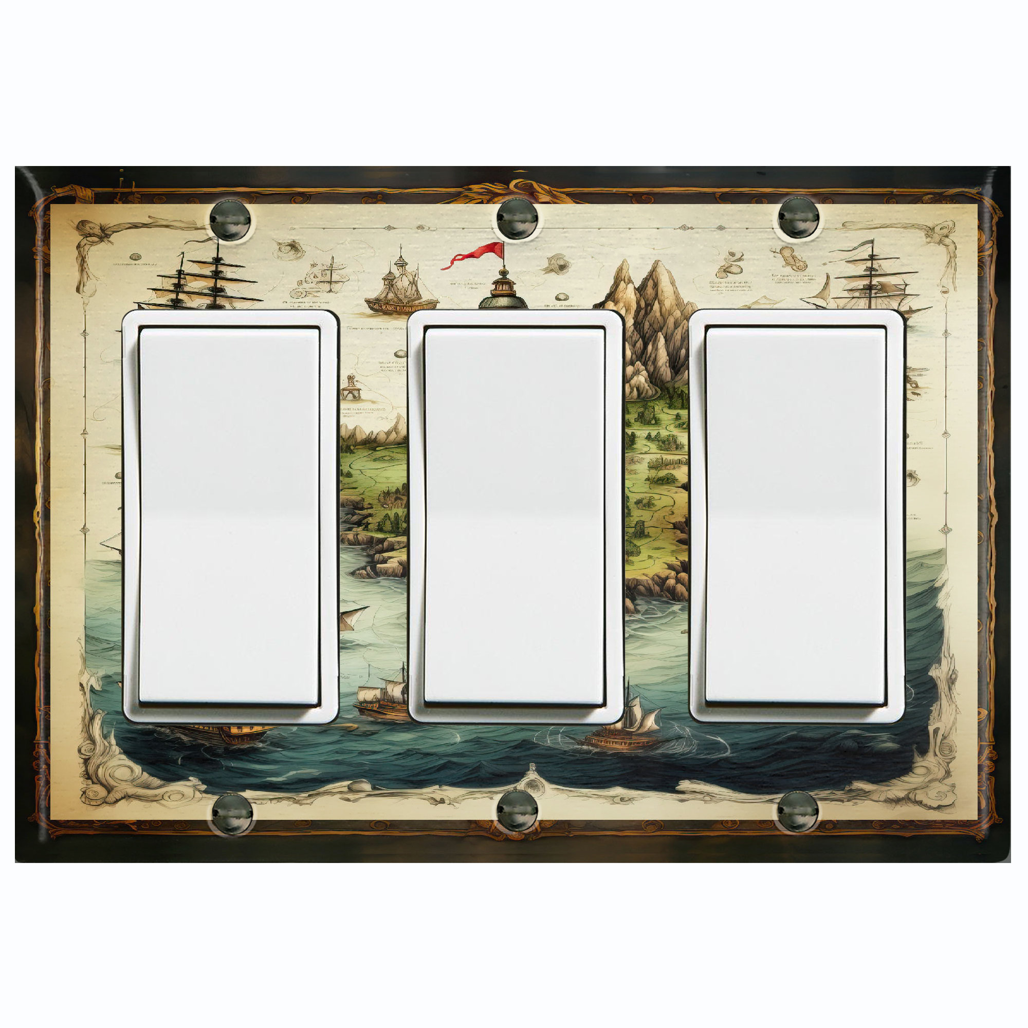 WorldAcc Metal Light Switch Plate Outlet Cover (Ship Travel Castle ...