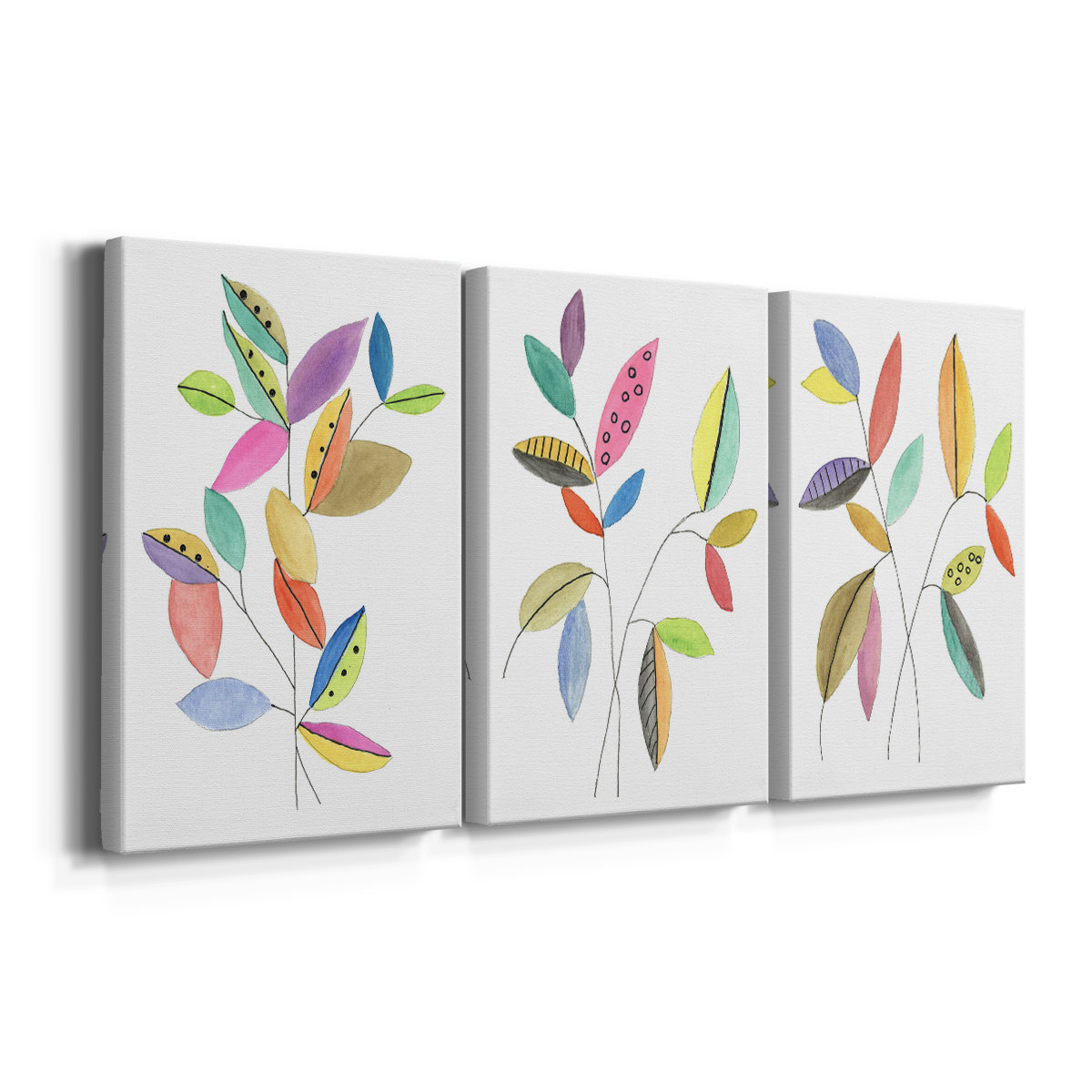 Corrigan Studio Colour Pop Leaves II -Custom Wrapped Gallery Canvas - 3 ...