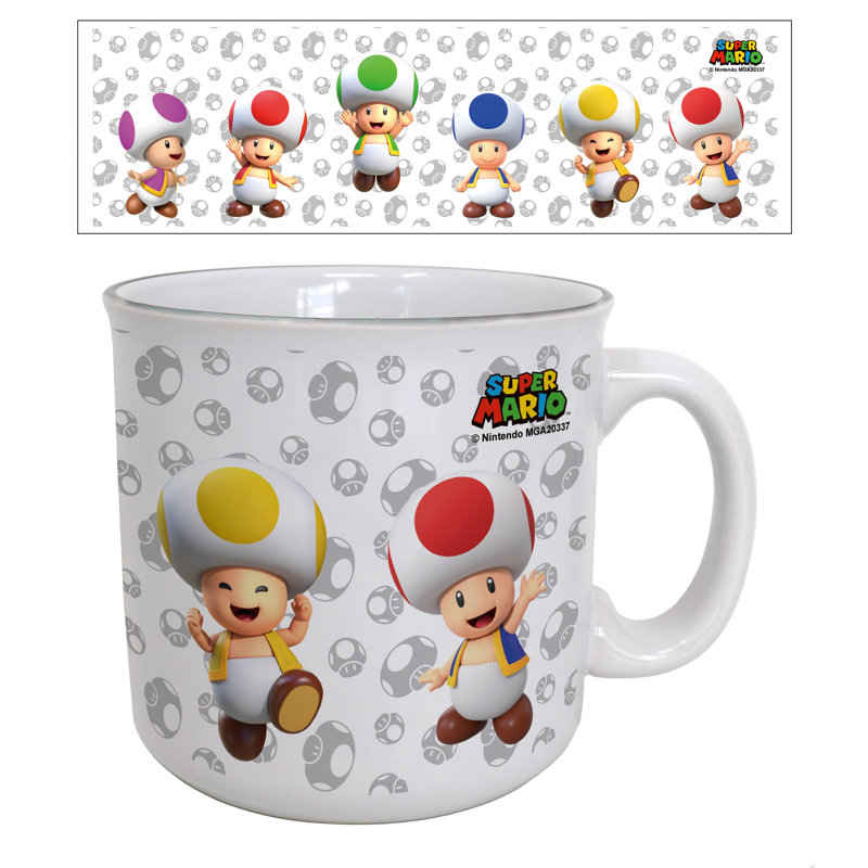 Pyramid America Super Mario- Multi Toads 20oz. Camper Mug | Wayfair
