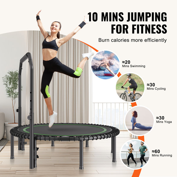 VEVOR 51" Foldable Mini Fitness Trampoline Adults Exercise Rebounder ...