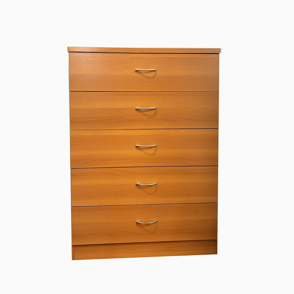Ebern Designs Five Drawer Chest Metal Handles Metal Glide Rails Light ...
