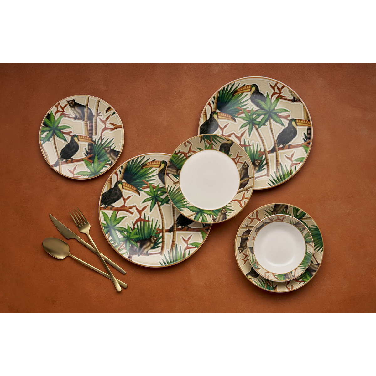 Red Barrel Studio® 24-Piece Dinner Set, 100% Ceramic, Includes 6 Service Plates (9.8 x 9.8 x 1.0 ...