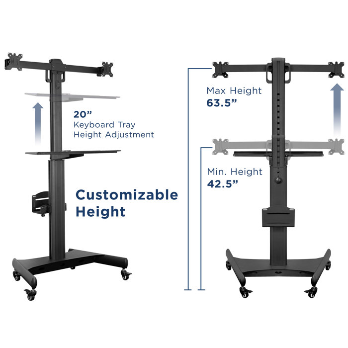 Mount-It! Height Adjustable Mobile PC Workstation for Dual Monitors ...