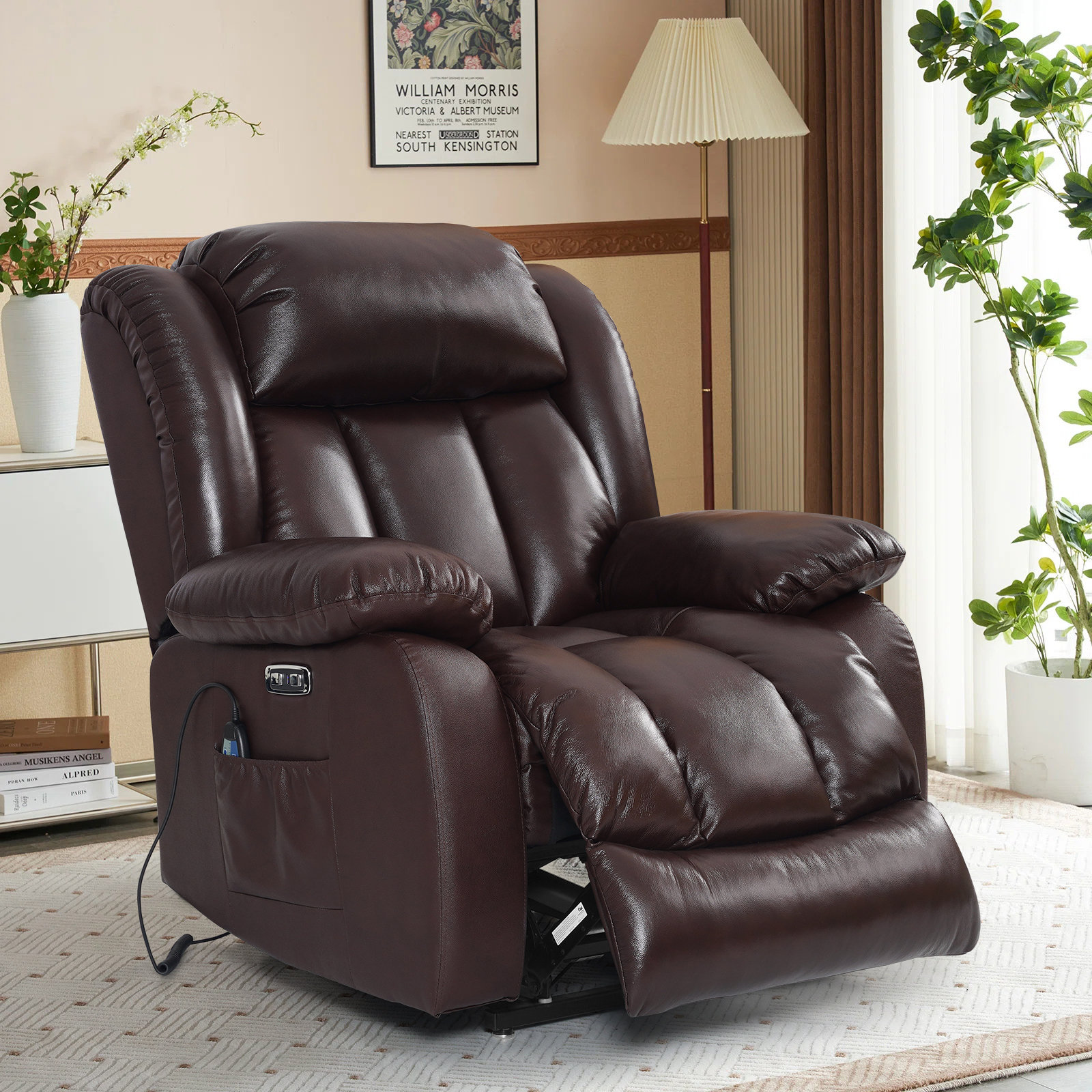 Latitude Run® Leather Dual Motor Power Lift Recliner Chair with Heating ...