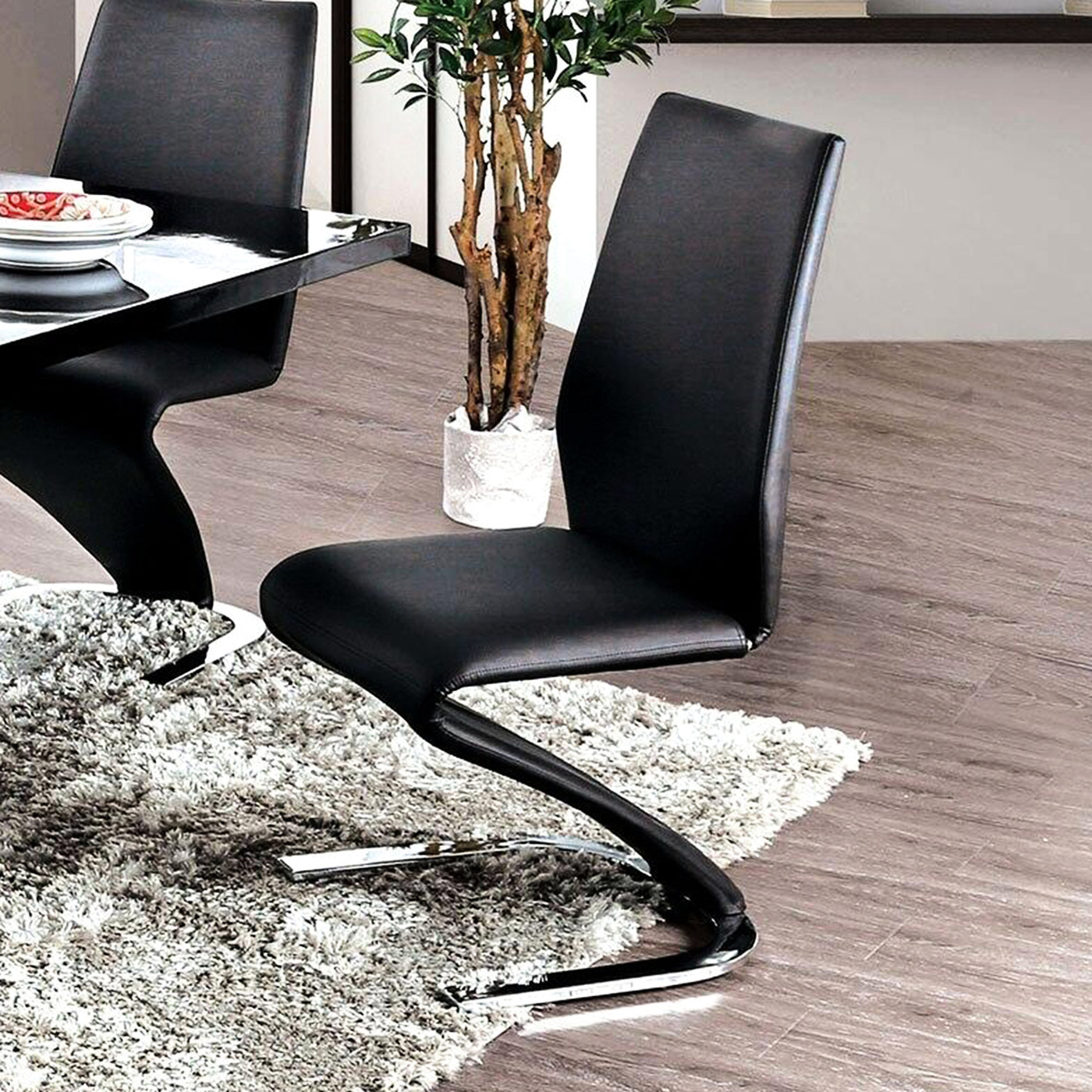 Orren Ellis 2 Padded Chairs, Black , For Function Of Dining Chairs With ...