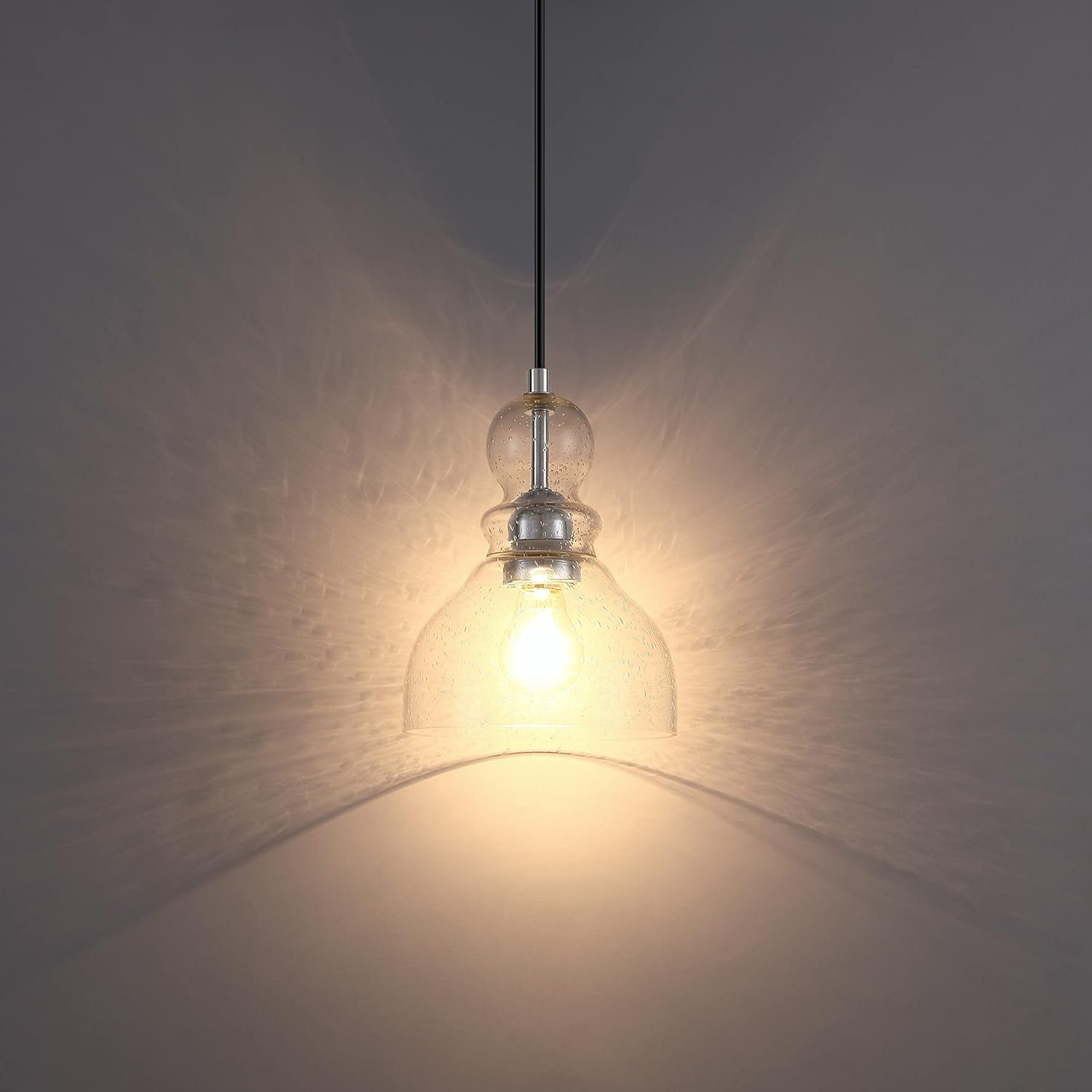 Longshore Tides Modern Industrial Pendant Ceiling Light With Hand Blown Seeded Glass And Brushed ...